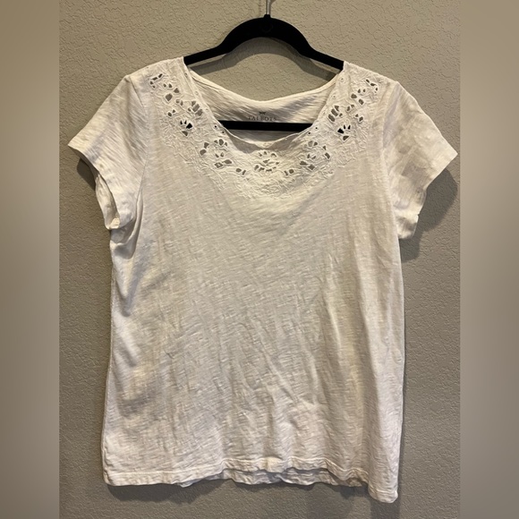 Talbots | Tops | Talbots M White Shirt With Neck Details Excellent Condition | Poshmark
